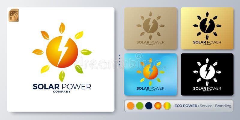 Solar Power Vector Illustration Logo Minimal Design. Blank Name for ...