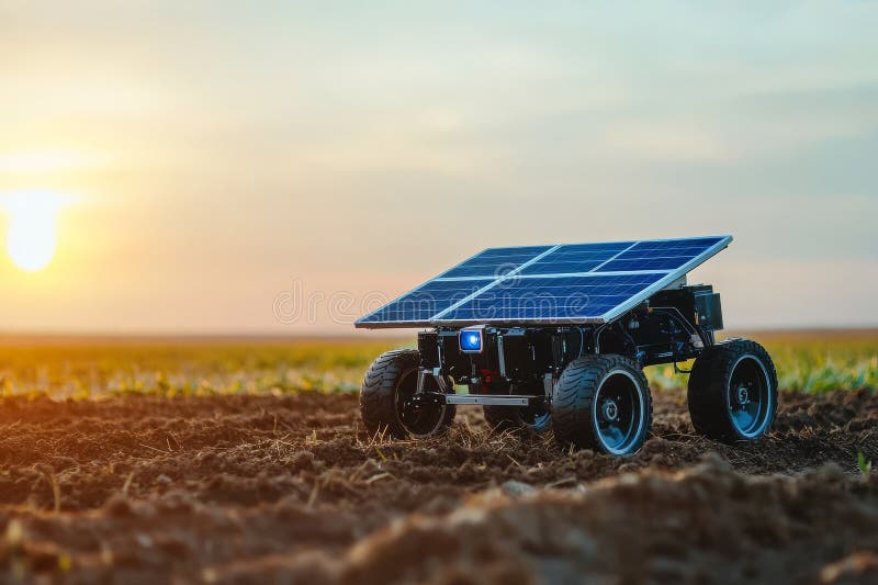 A Solar-powered Agriculture Robot Working in the Field. Generative AI ...