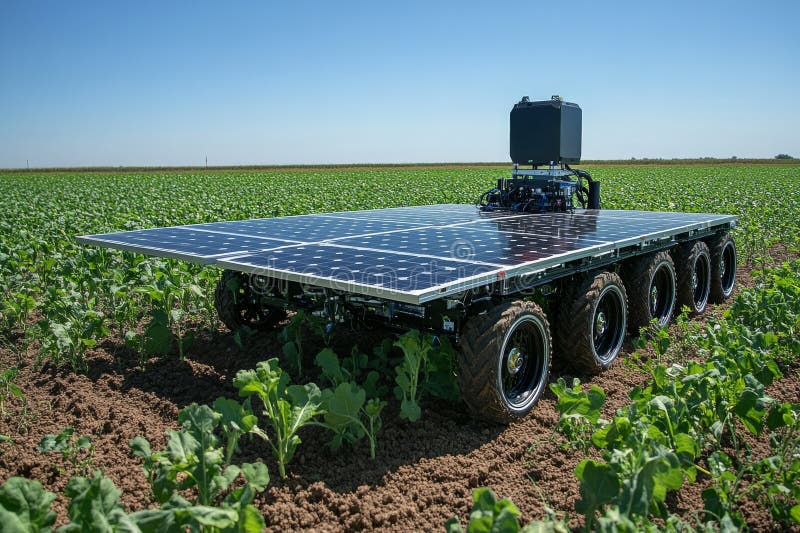 A Solar-powered Agriculture Robot Working in the Field. Generative AI. Stock Illustration ...