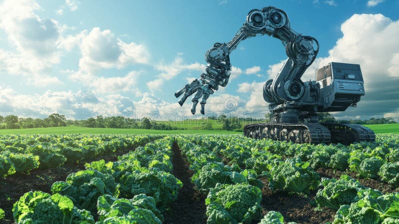 A Solar-powered Agriculture Robot Working in the Field. Generative AI ...