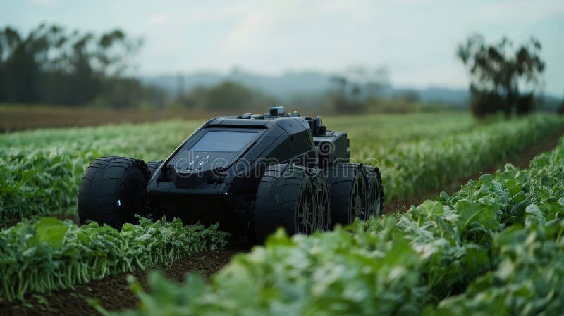 A Solar-powered Agriculture Robot Working in the Field. Generative AI ...
