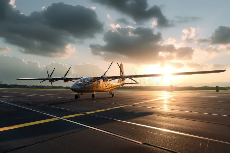 Solar-powered Aircraft Charging on the Runway Stock Photo - Image of ...