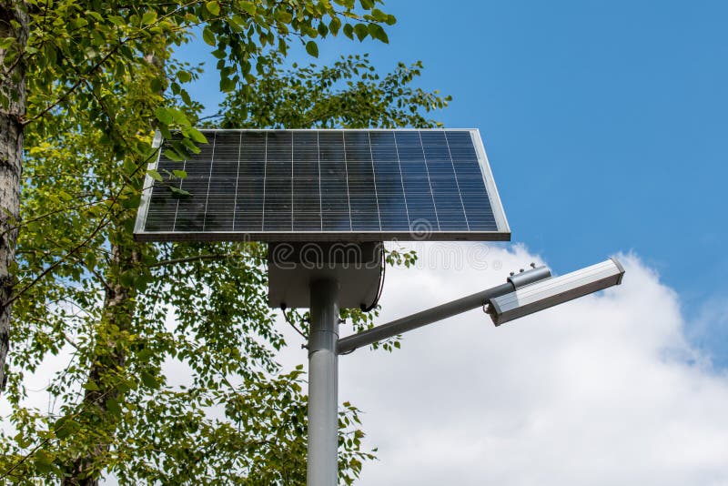 Autonomous Solar Power Plant for Lighting. Stock Photo - Image of ...