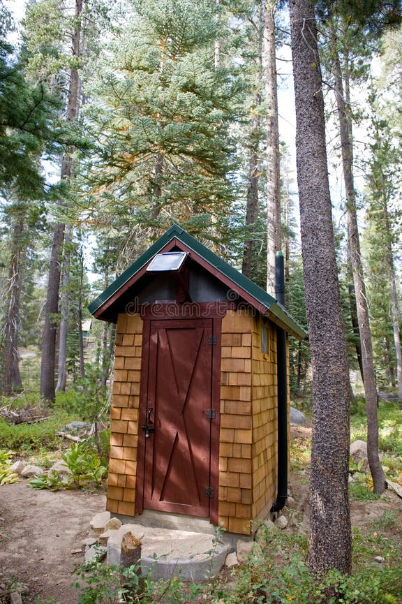 Solar Powered Bathroom in Wood Stock Image - Image of california ...