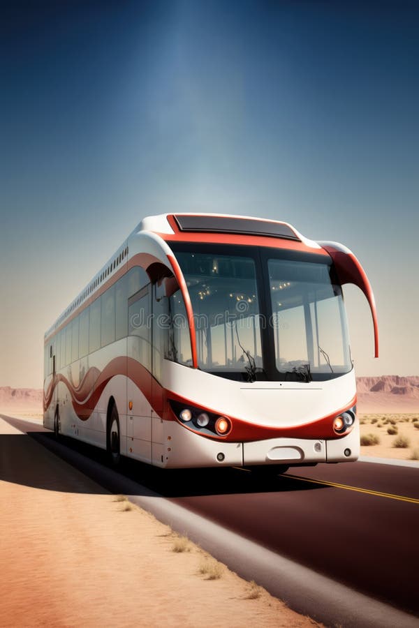 Solar Powered Bus Driving in Countryside, Created Using Generative Ai ...