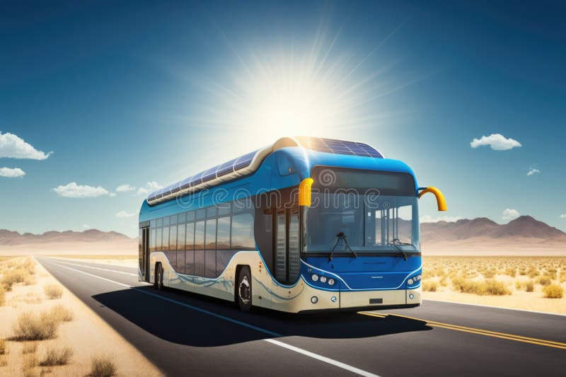 Solar Powered Bus Driving in Countryside, Created Using Generative Ai ...