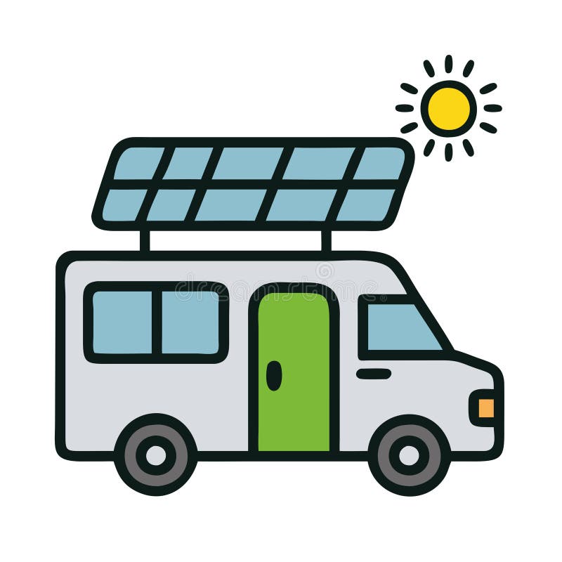 Solar Powered Camper Van Eco Friendly Travel Illustration Stock Vector ...