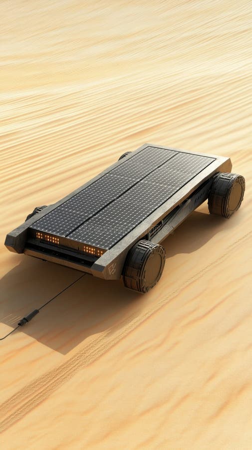 Solar Powered Car Charges in Vast Desert Under Bright Sunlight Stock ...