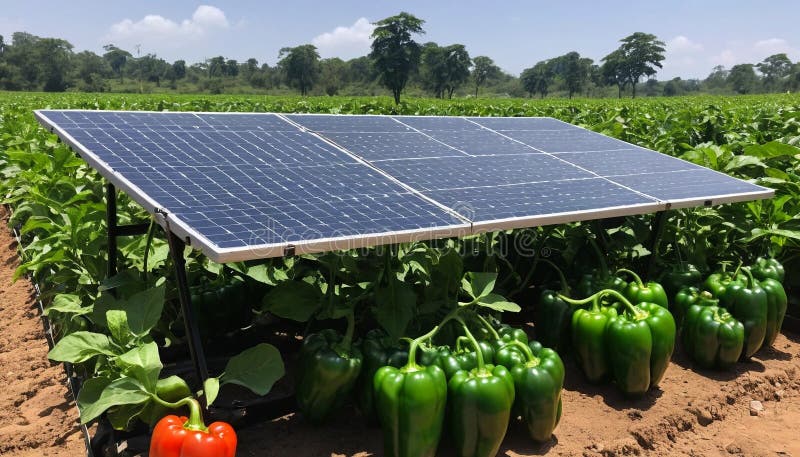 Bell Pepper Farm Powered by Solar Technology Stock Illustration ...