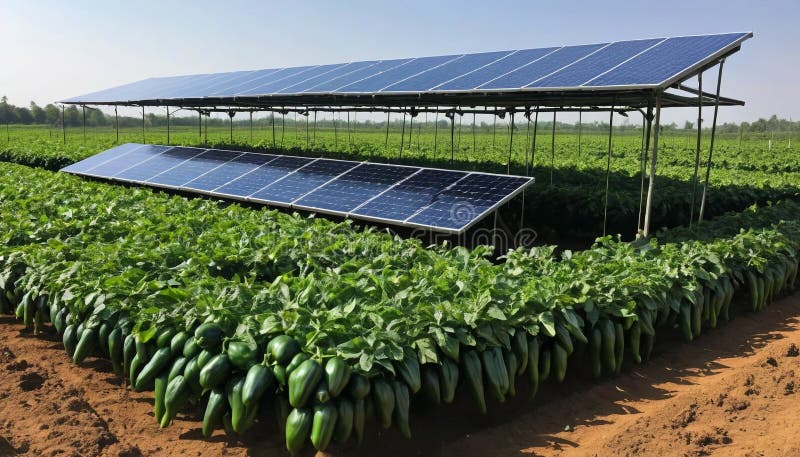 Bell Pepper Farm Powered by Solar Technology Stock Illustration ...