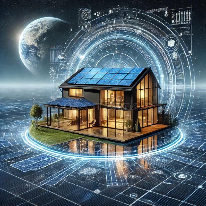 Solar-powered Futuristic House Under a Moonlit Sky Generative for AI ...