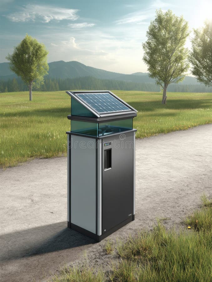 Eco Futuristic Garbage Bin Solar Powered Compactor Urban Setting Stock ...