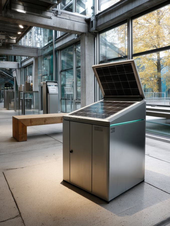 Solar-powered Garbage Bin Compactor in an Eco-Futuristic Urban Setting ...