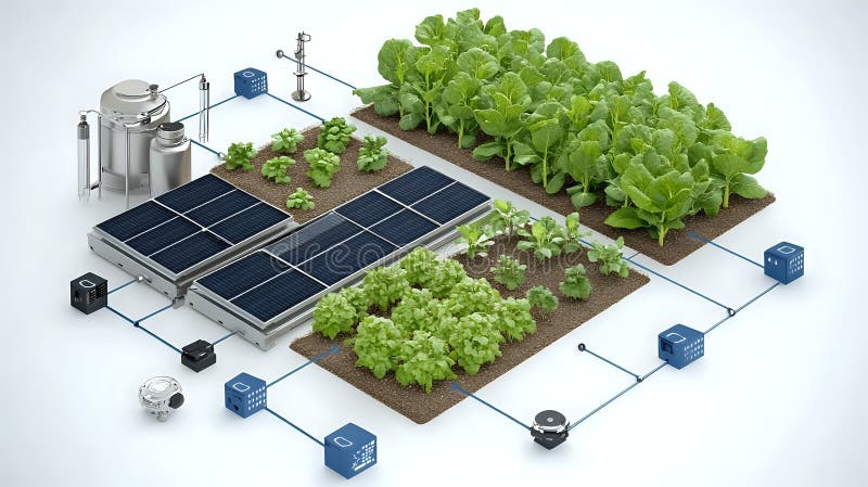 Solar-Powered Hydroponic Farming System Stock Illustration ...
