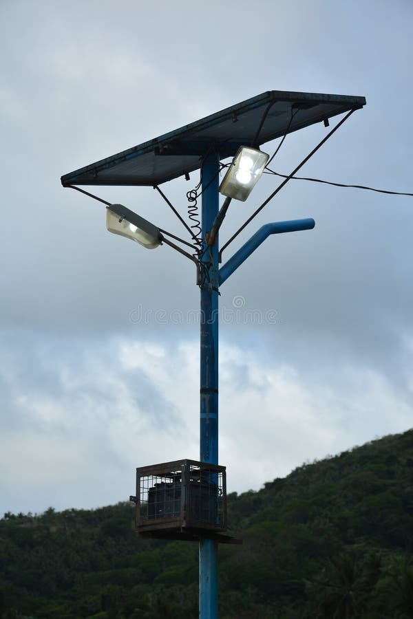 Solar Powered Lamp Post Steel Pole Stock Image - Image of steel, luzon ...