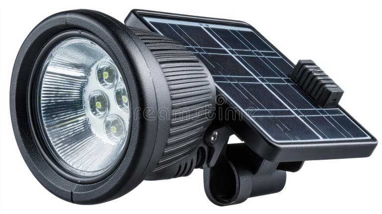 Solar Powered LED Spotlight Stock Illustration - Illustration of ...