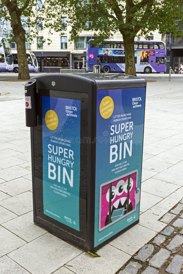 Solar-Powered Litter Bin editorial photo. Image of compacting - 205995651