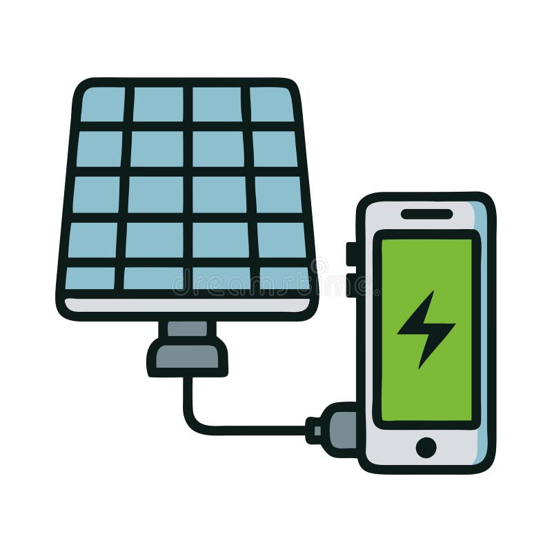 Solar Powered Mobile Charging System Renewable Energy Illustration ...