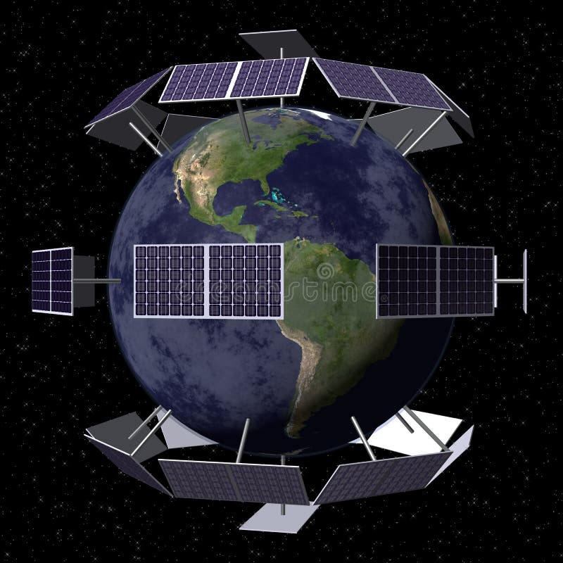 Solar Powered Planet stock illustration. Illustration of electricity ...