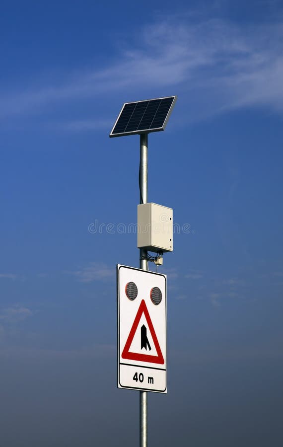 Solar powered road sign stock image. Image of efficiency - 16936697