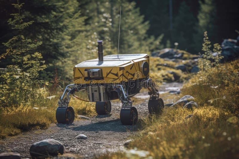 Solar-powered Robot Exploring Outdoor Terrain Stock Illustration ...