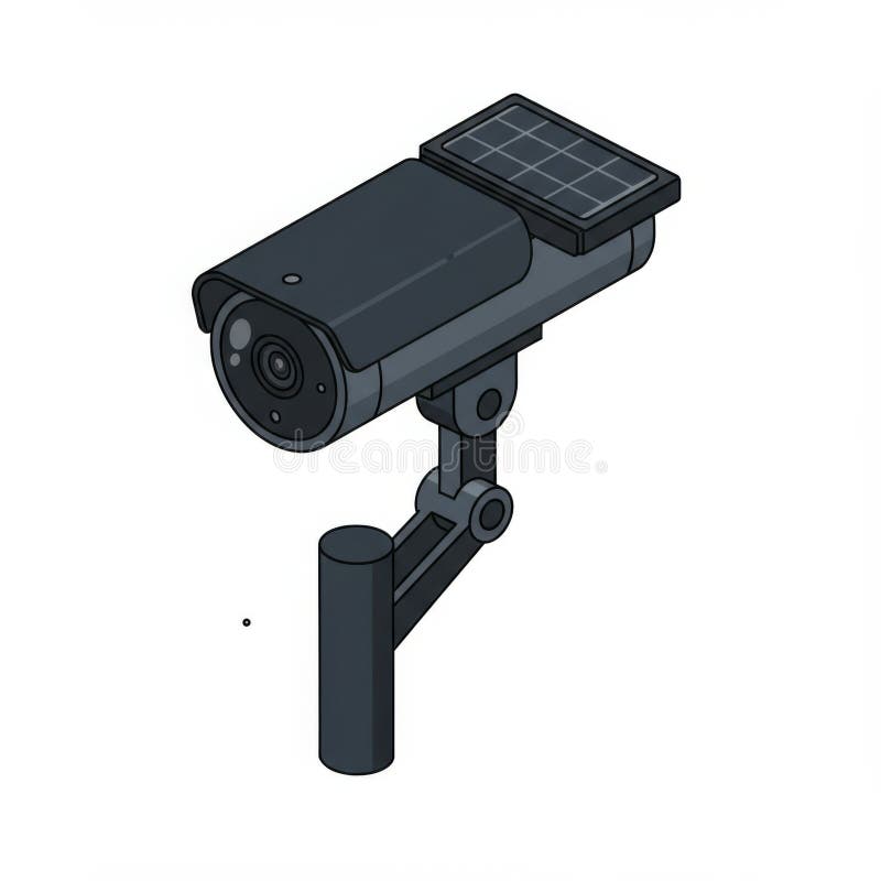 Solar Powered Security Camera with Pole Mount Stock Illustration - Illustration of home ...
