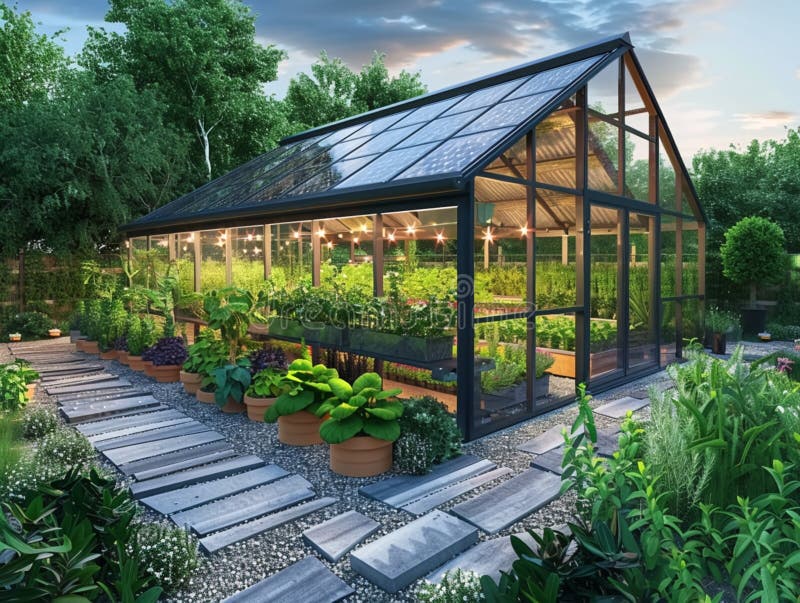Solar-powered Smart Greenhouse Stock Illustration - Illustration of ...
