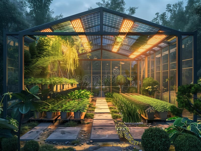 Solar-powered Smart Greenhouse Stock Illustration - Illustration of ...