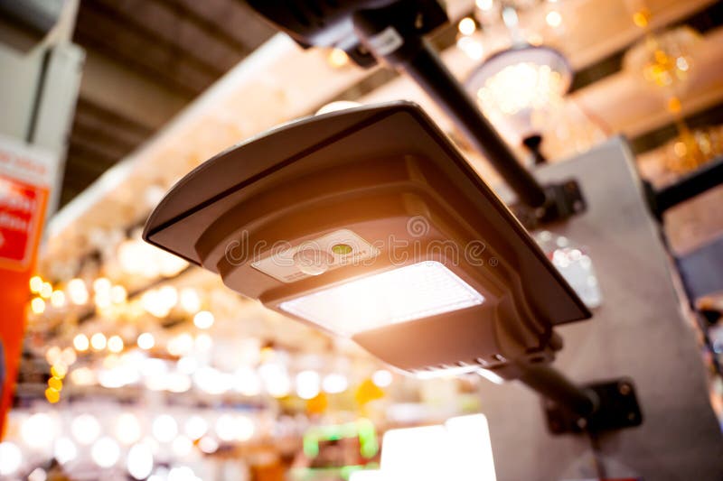 Solar-powered Street Lamp at the Showroom of a Large Store Stock Photo ...