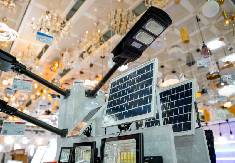 Solar-powered Street Lamp at the Showroom of a Large Store Stock Photo ...