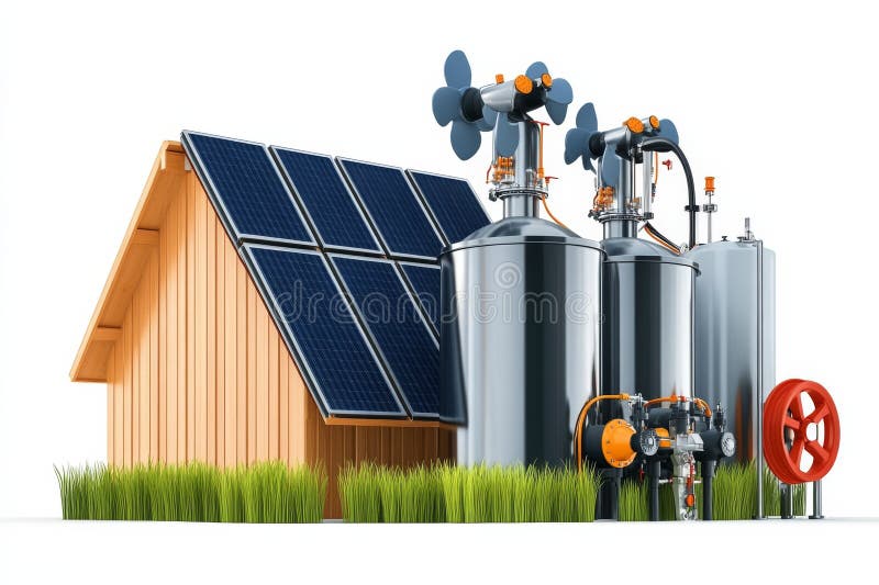 Solar-powered Systems with Storage Tanks and a Wooden Structure in a ...