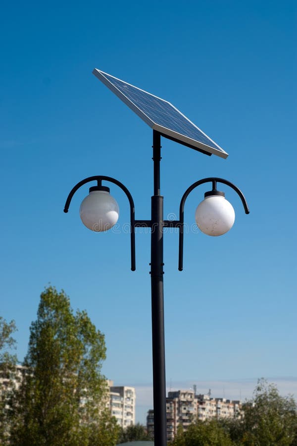 Solar powered lamp post stock photo. Image of sunlight - 8864950