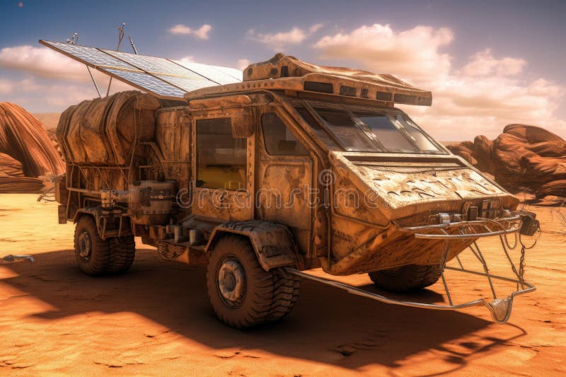 Solar-powered Autonomous Vehicle in a Desert Landscape Stock Photo ...