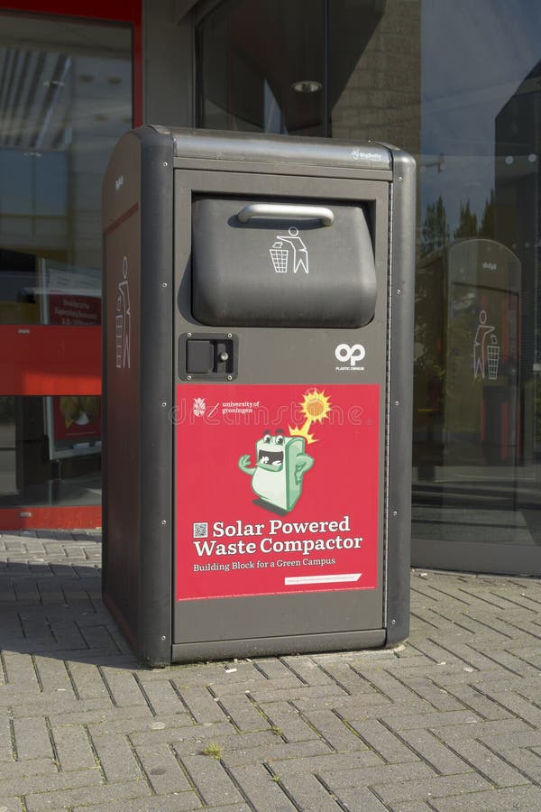 Solar Powered Waste Compactor Editorial Stock Image - Image of powered ...