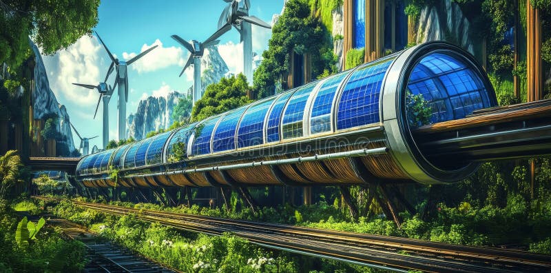 A Solar-powered and Wind-powered Futuristic City. Stock Image - Image ...