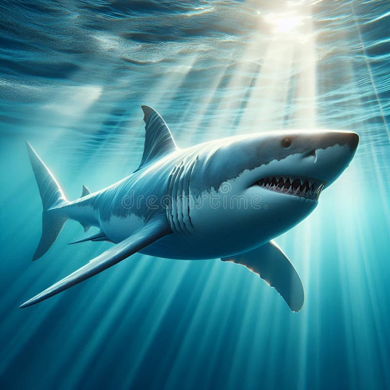 Solar Predator: Shark Gleaming with Sharp Teeth, Generative AI. Stock ...