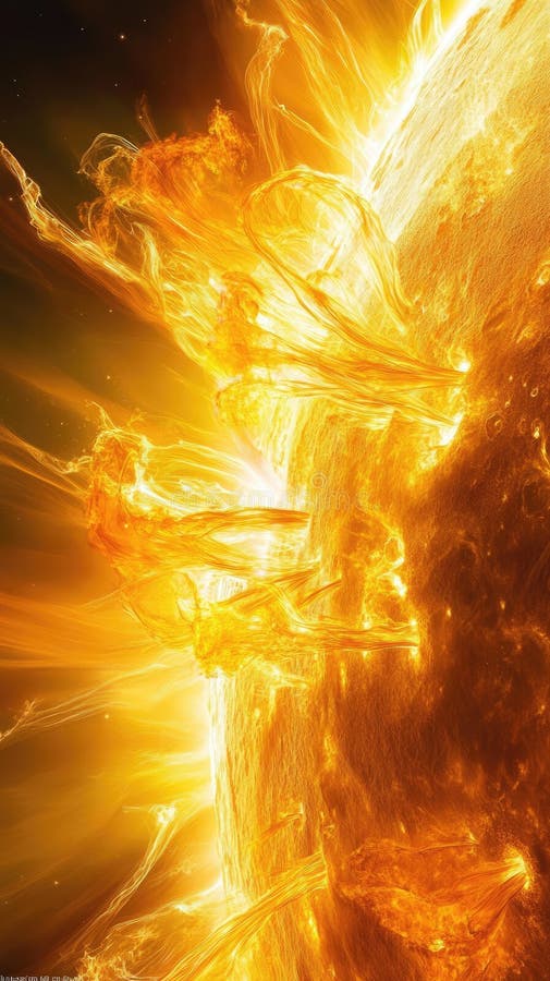 Solar Prominence, Solar Flare and Magnetic Storms Close-up. Plasma ...