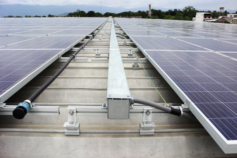 Solar PV on Industrial Roof with Facilities Stock Image - Image of ...
