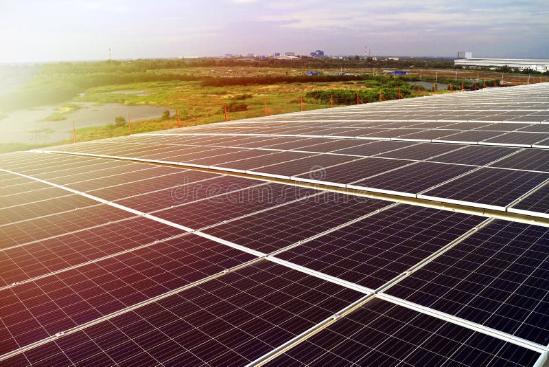 Solar PV Rooftop Beautiful Sunlight Stock Photo - Image of warehouse ...