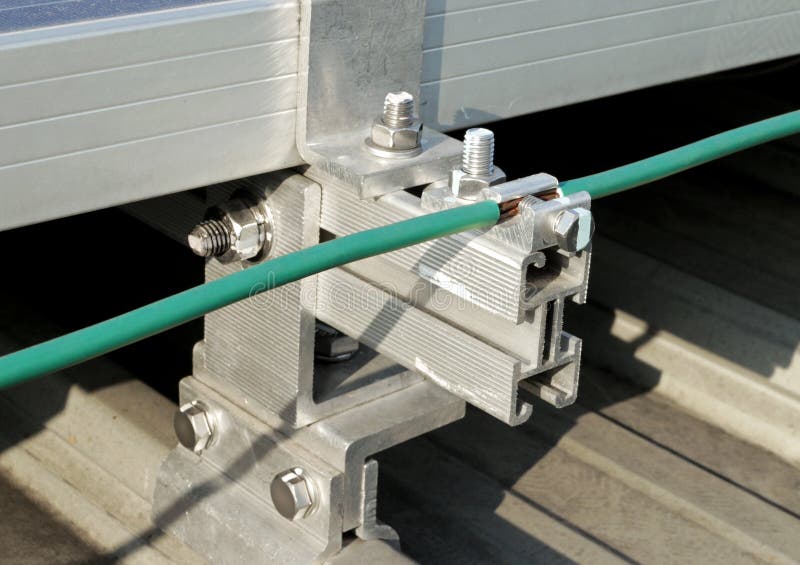 Solar PV Rooftop Grounding Installation Detail Stock Image - Image of ...