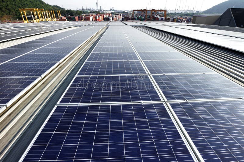 Solar PV Rooftop System Industrial Background Stock Image - Image of ...