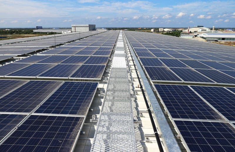 Grating Walkway Solar PV Rooftop System Stock Photo - Image of ...