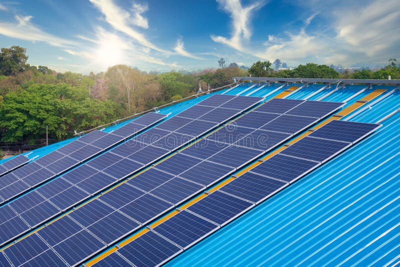 Solar Roof on Top of the Building, Solar Energy Stock Photo - Image of ...