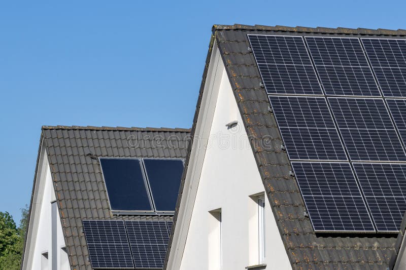 Solar_roofs stock photo. Image of residential, gable - 330147964