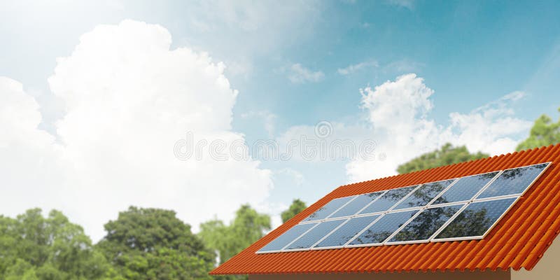 Solar Rooftop Power of Green Energy. Stock Illustration - Illustration ...