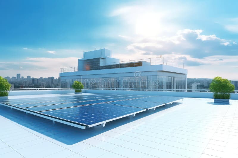 Solar Rooftop Renewable Energy Modern Building in the City with Ai ...