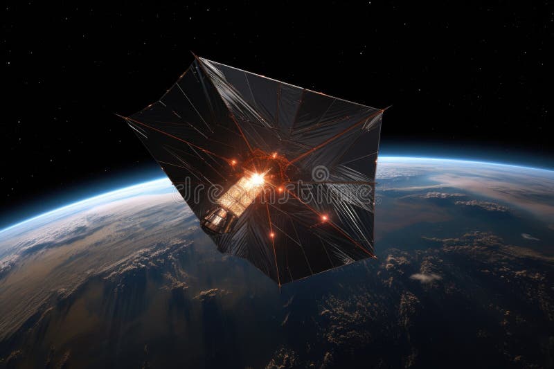 Solar Sail Concept in Deep Space Exploration Stock Illustration ...