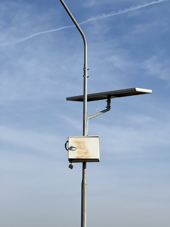 Solar Sell Plate and Box on Metal Wall Stock Image - Image of signal ...