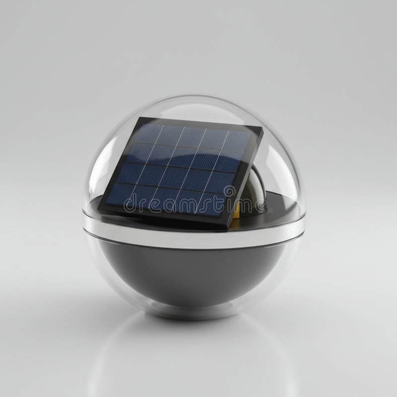 Solar Sphere Light with Panel Technology on White Background Clean ...