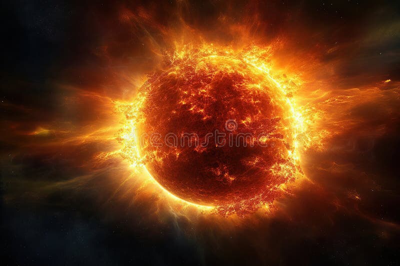 Solar Storm Showing the Whole Sun Generative AI Stock Illustration ...